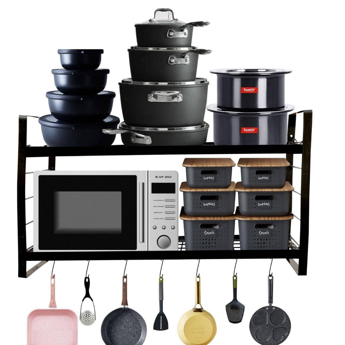 Kitchen Steel Rack Wall Mounted - Black - Kitchen Essentials – Kitchen ...